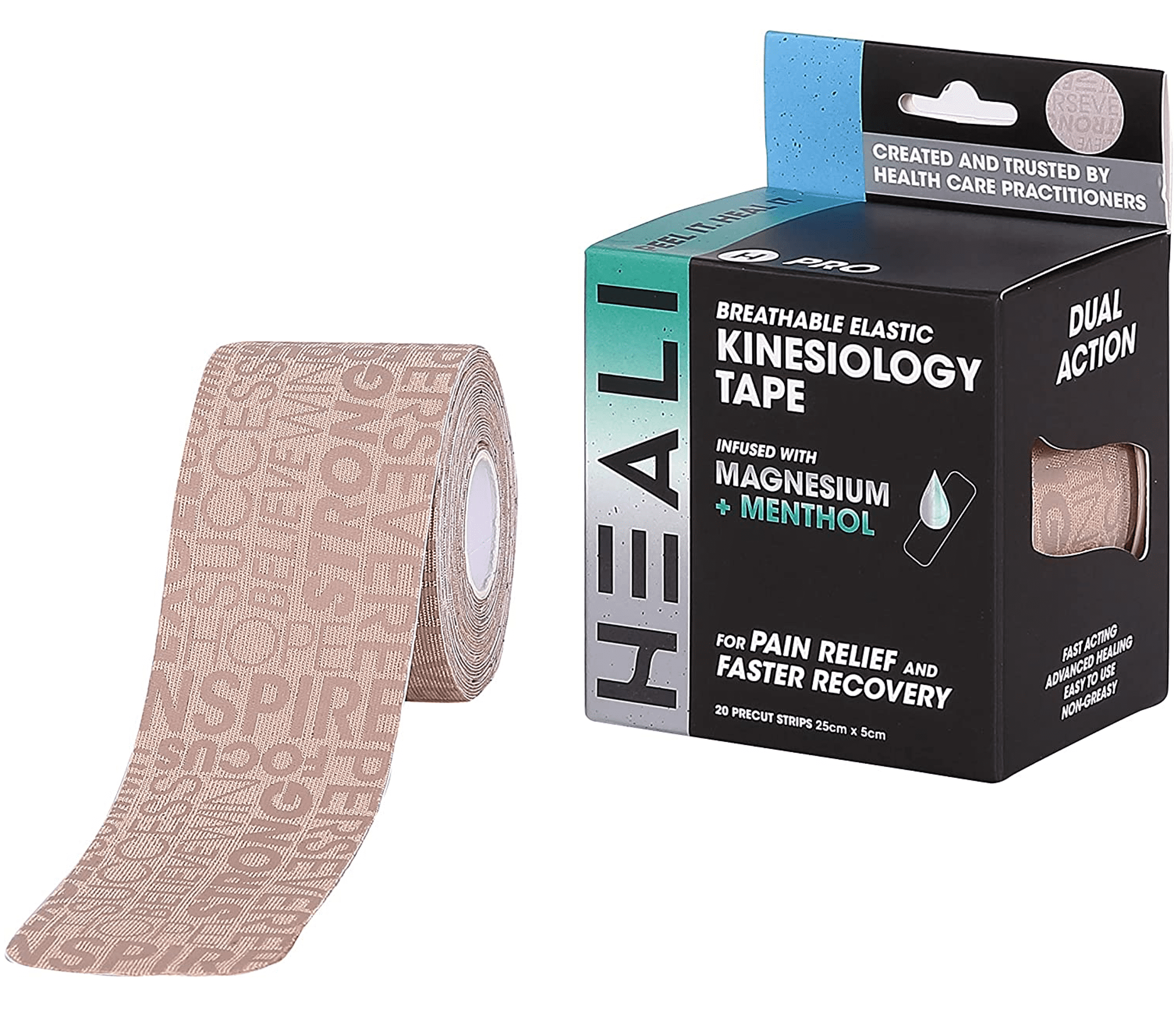 Heali Precut Kinesiology Tape Infused with Magnesium & Menthol - Roll ...