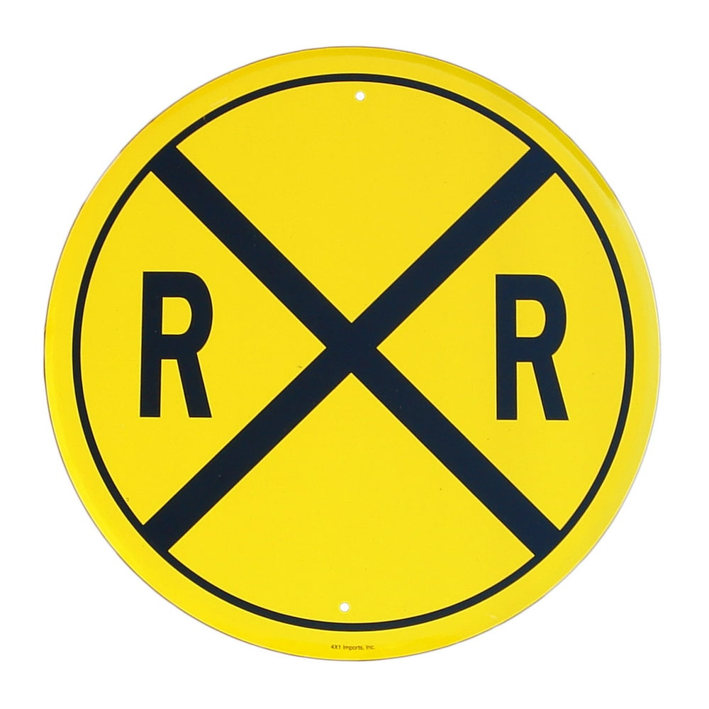 New Railroad Crossing Round Metal Tin Sign Original RR X Train Hobby ...