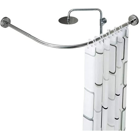 Adjustable Corner Shower Curtain Rail Extendable Curved Shower Curtain ...