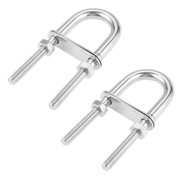 2 pernos en U de curva 304 con placas Tuercas 60 mm Rosca 30 mm Diámetro interior 80 mm Altura ...