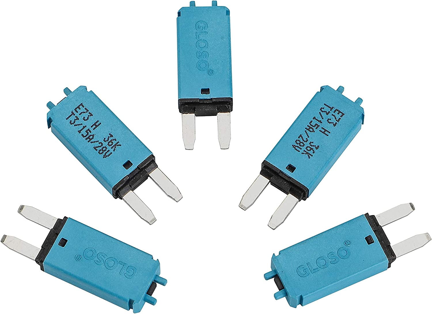 GLOSO E73 Mini ATM 15 Amp Circuit Breakers Manaul Reset (T3) - 5 Pack ...