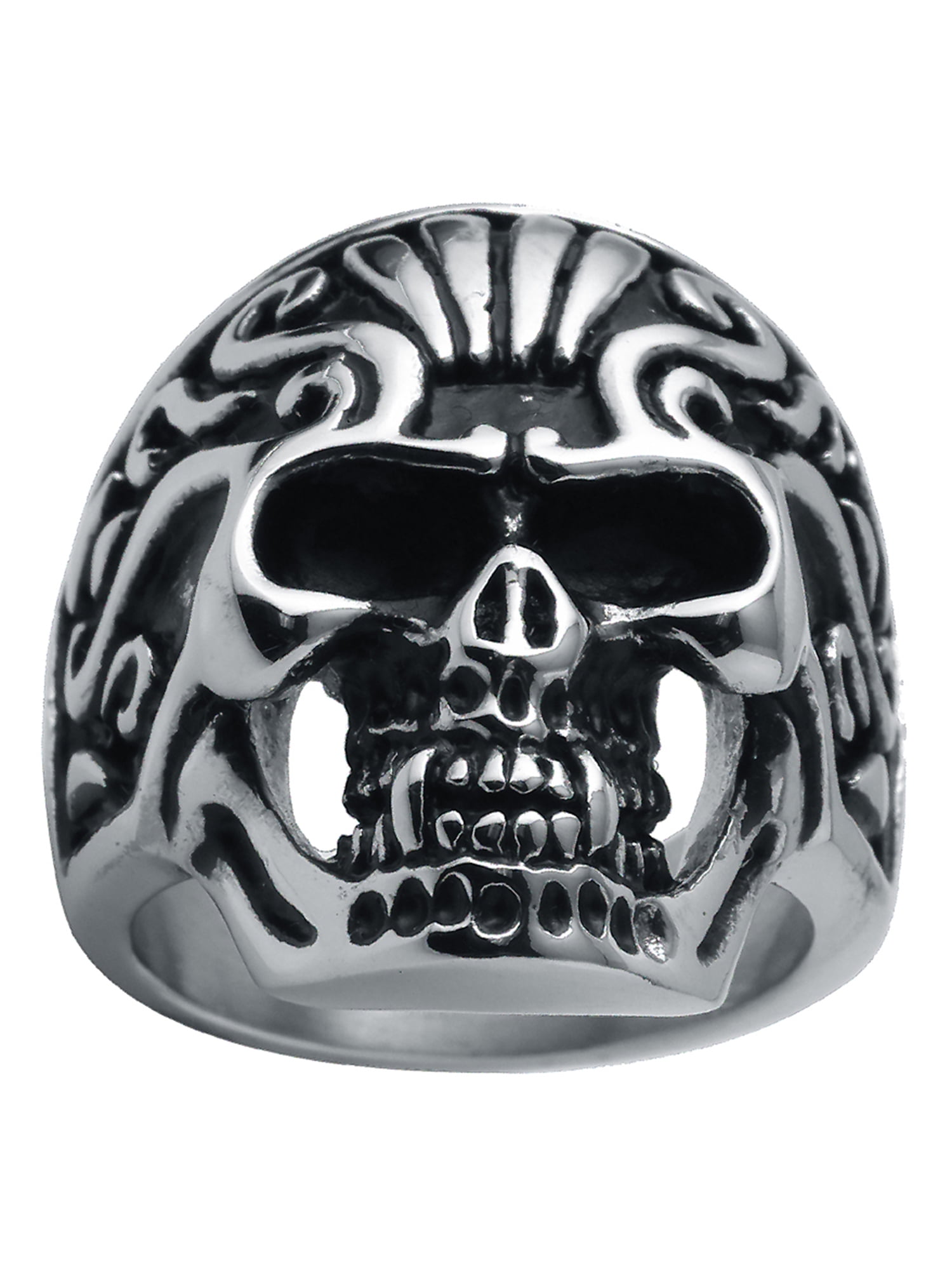 Men's Stainless Steel 29.5MM Antiqued Skull - Mens Ring - Walmart.com
