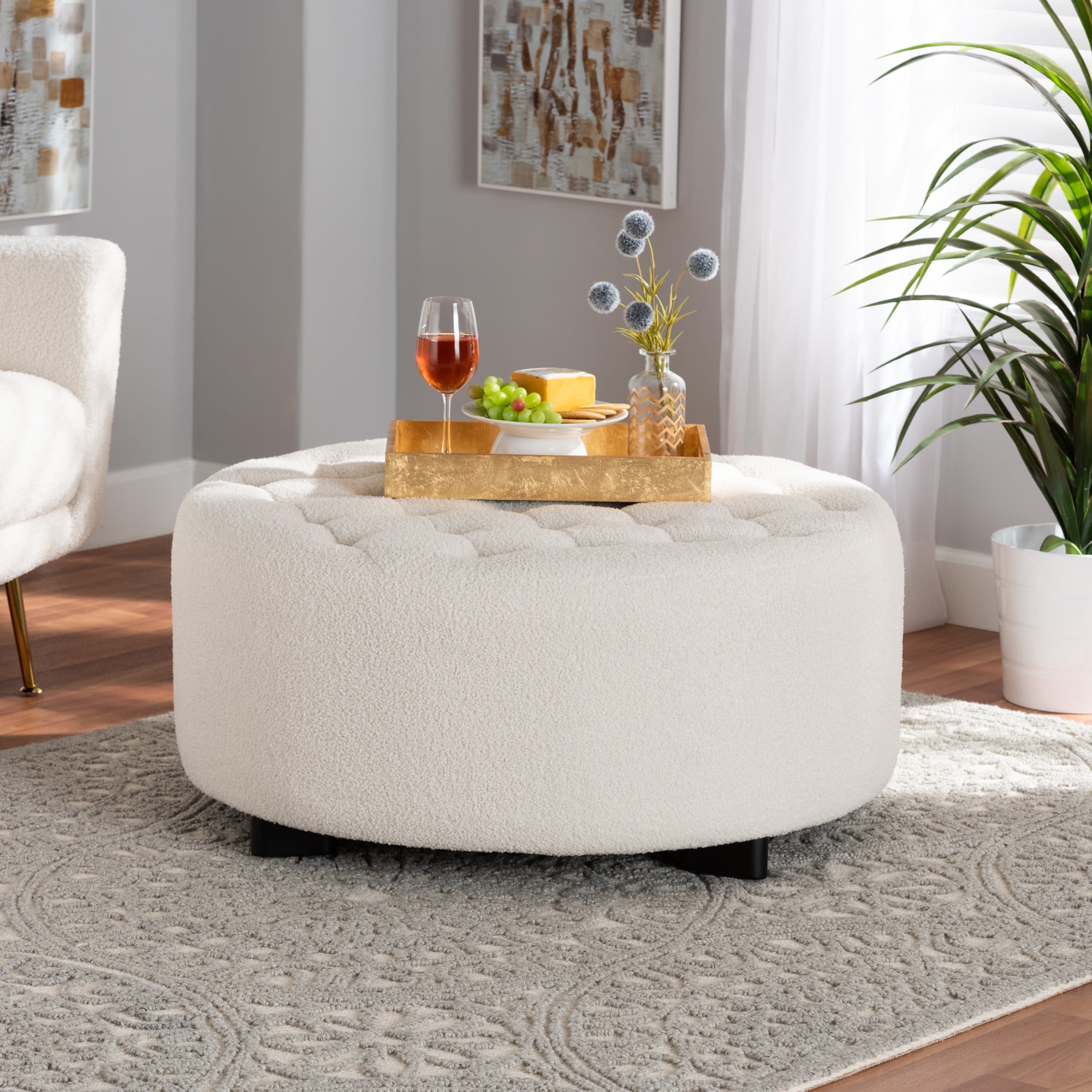 Baxton Studio Athena Modern and Contemporary Ivory Boucle Upholstered ...