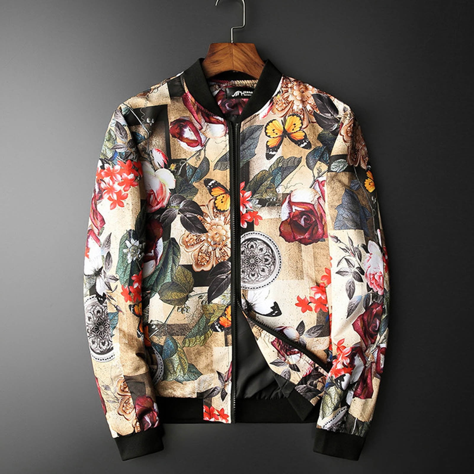 Click here for Smihono Men Casual Stand-Up Collar Cardigan Flower... prices