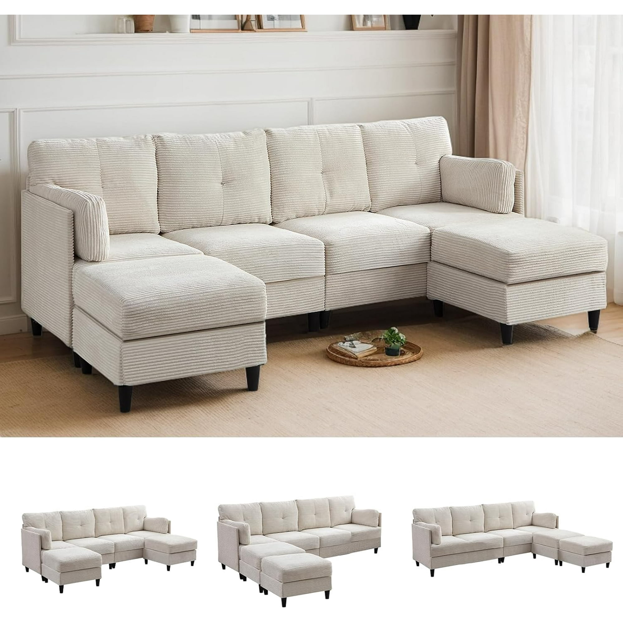 Click here for Puremind U Shaped Sectional Sofa  Corduroy Modular... prices