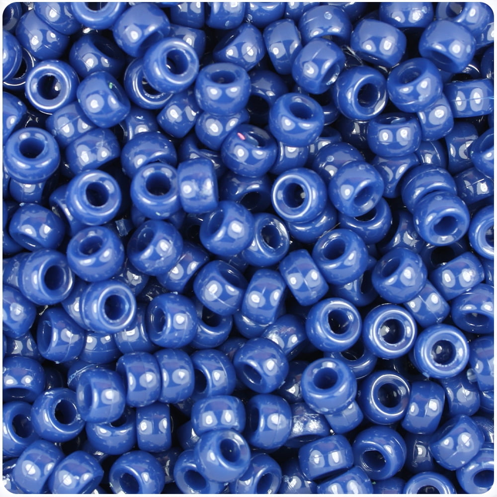 BeadTin Navy Blue Opaque 6.5mm Mini Barrel Pony Beads (1000pcs ...