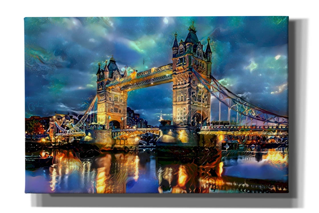 Epic Graffiti 'England London Bridge' by Pedro Gavidia, Canvas Wall Art ...