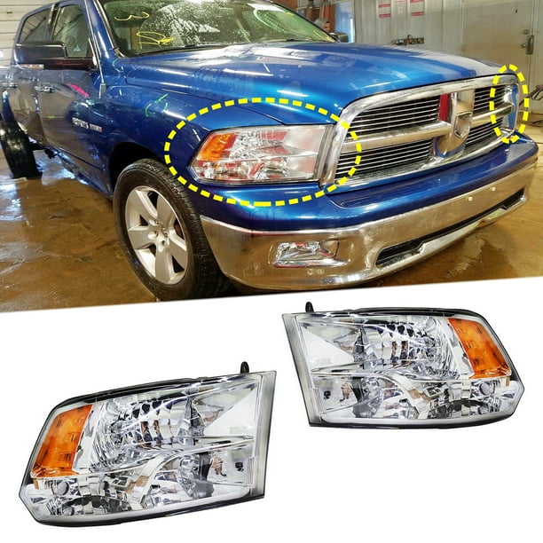 Pair of Headlight Housing Assembly Headlamps Fit for Dodge Ram 1500 ...