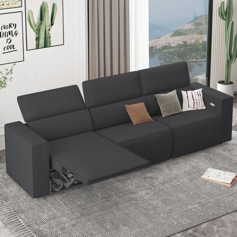 Black Reclining Sofa With Usb Ports | Baci Living Room