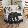 Brown Bear Forest Silhouette Round Tablecloth 60 inches Vintage Animal ...
