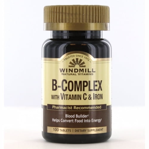 Complementa el complejo de vitamina B Windmill Health con hierro, 100 tabletas | Bodega Aurrera ...