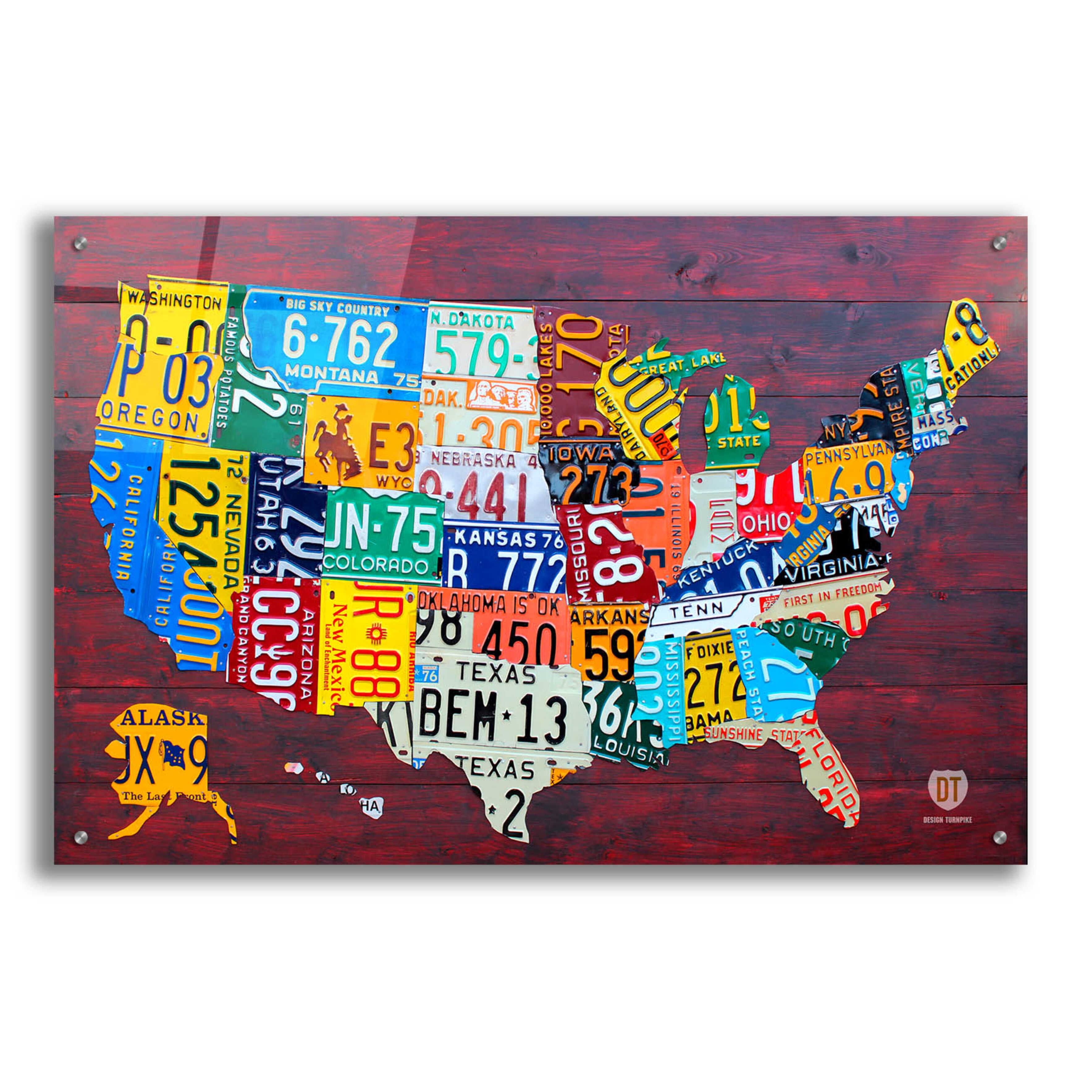 Epic Art 'License Plate Map Usa Large' by Design Turnpike, Acrylic ...