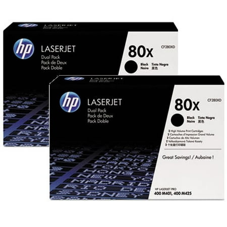 HP 80X (CF280X) Black High Yield Original Toner Cartridge 2 Pack ...
