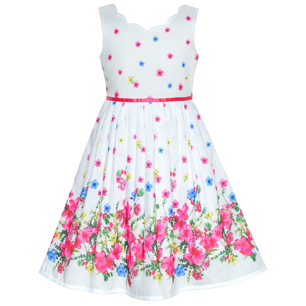 Sunny Fashion - Girls Dress Pink Flower Petal Summer Sundress 5 Years ...