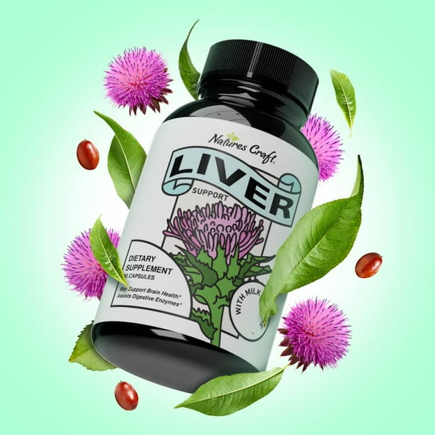 Milk Thistle Liver Cleanse Supplement Natures Craft 60ct Vegan Liver
