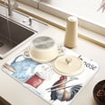 Dish Drying Mat for Kitchen Counter 16x18 Rooster Vase Absorbent Coffee ...