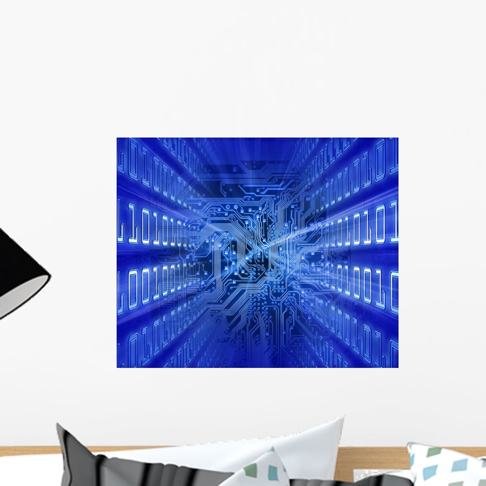 Circuit Board Blue Energy Wall Mural by Wallmonkeys Peel and Stick ...