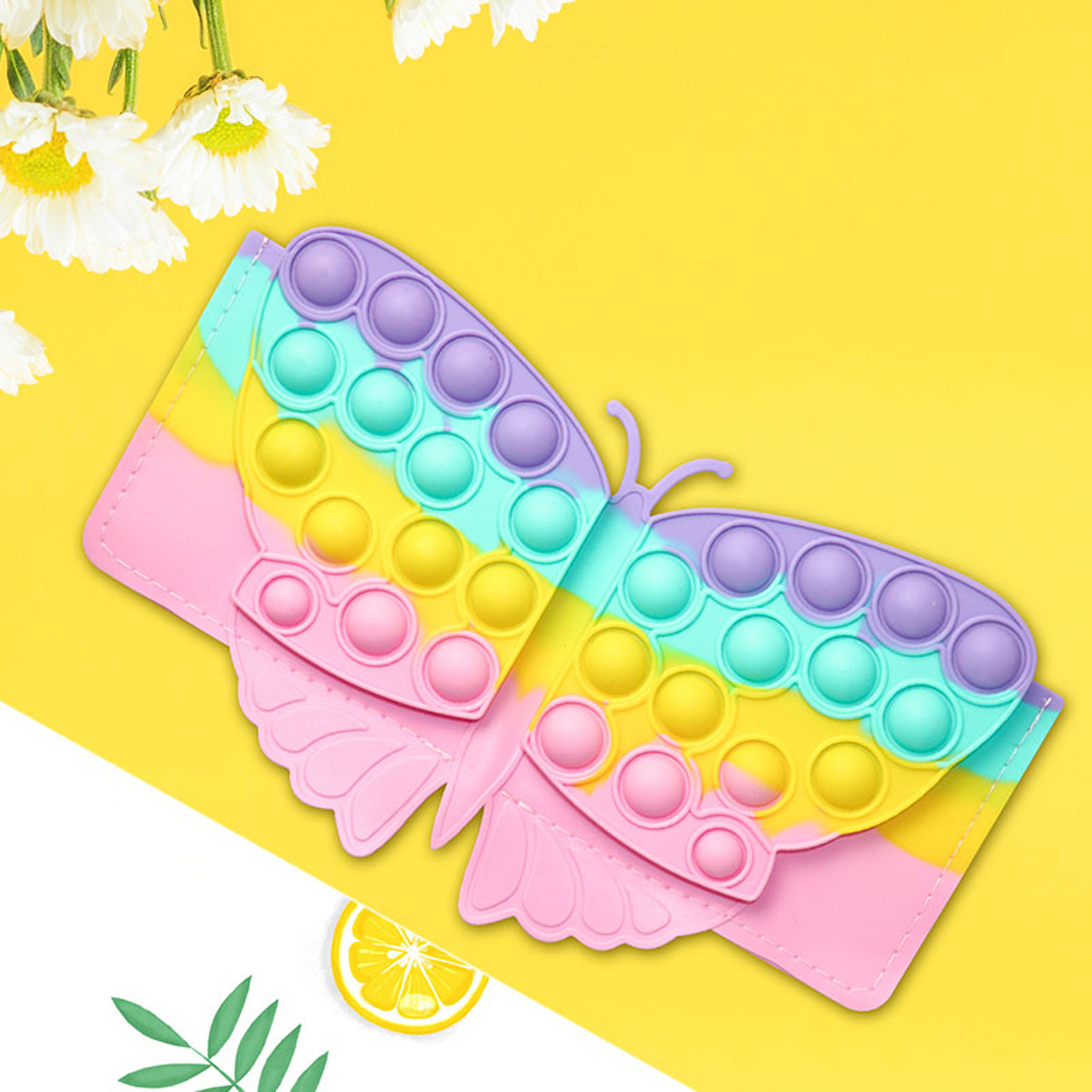Seyurigaoka Fidget Wallet, Push it Pop Bubble Sensory Toy Butterfly ...