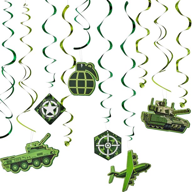 Commando Twisty Swirls - 30-Piece Camo Spiral Decorations for Military ...