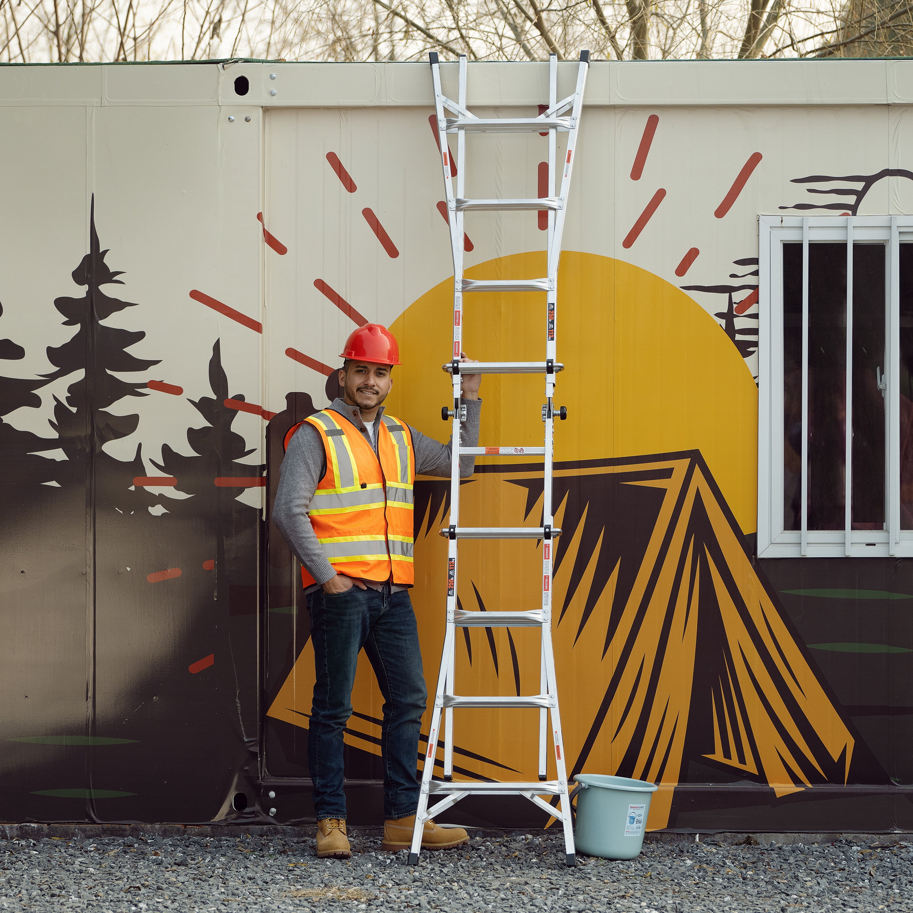 Household engineering multifunctional aluminum alloy telescopic ladder ...