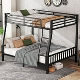 Full XL over Queen Bunk Bed, Heavy Duty Metal Bunk Bed with Safety ...