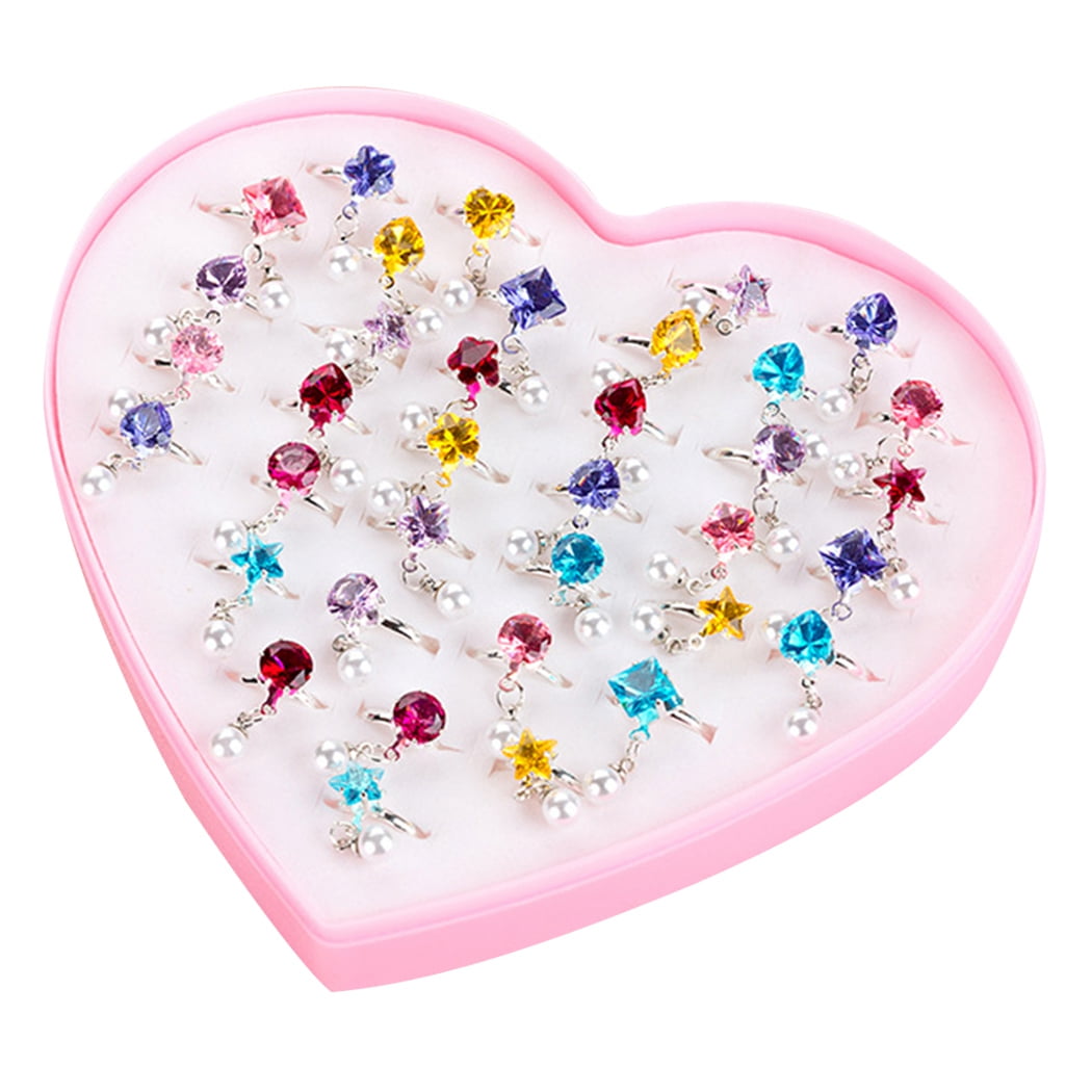 Click here for Nobrand 36pcs Kids Ring Set Cute Crystal Decor Adj... prices