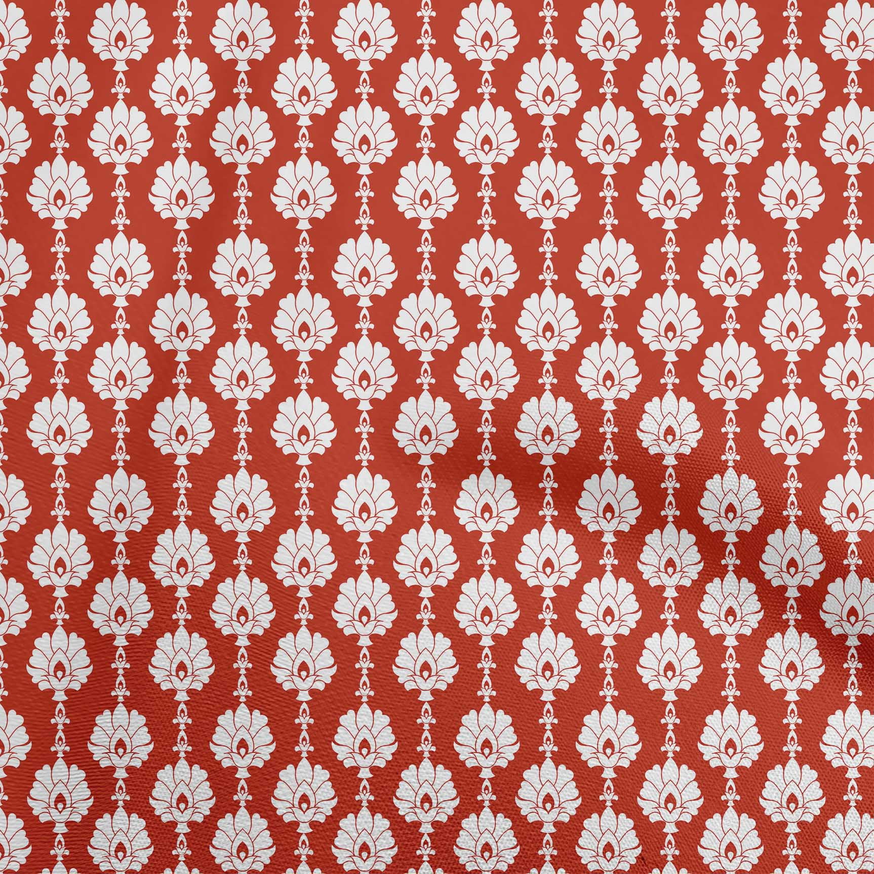 oneOone Cotton Silk Red Fabric Asian Block Sewing Material Print Fabric ...