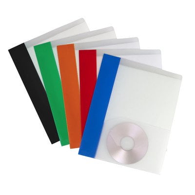 Poly Two-pocket clear folder with Stripe three hole punched, Assorted ...
