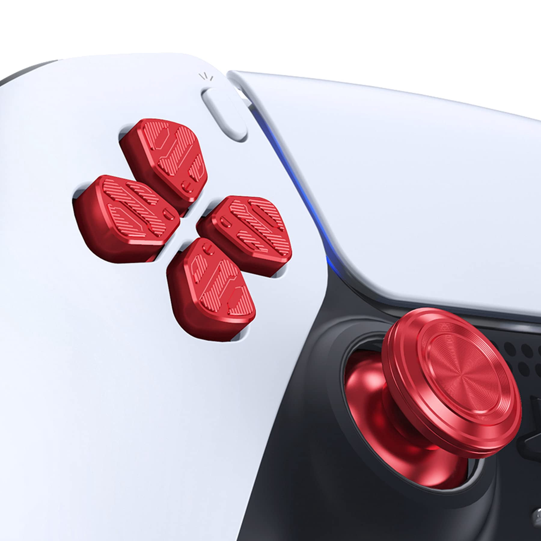 Buy eXtremeRate Red Metal Thumbsticks Dpad ABXY Buttons for PS5 ...