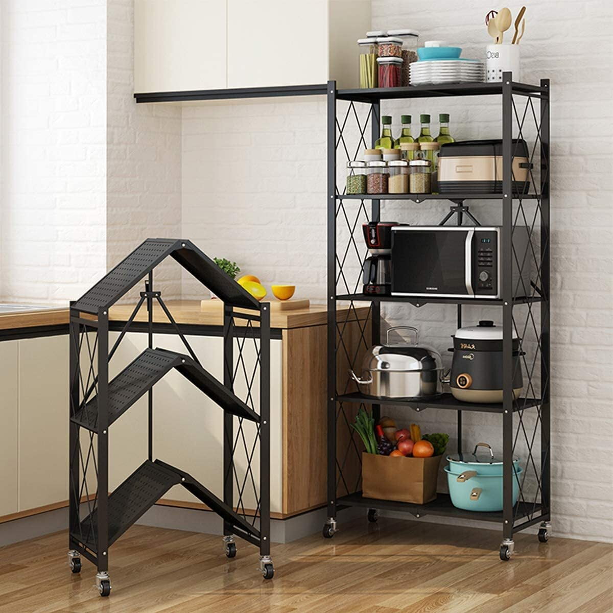 Buy Foldable 28.35''W x 14.96''D x 63.19''L Storage Shelving Unit,Heavy ...