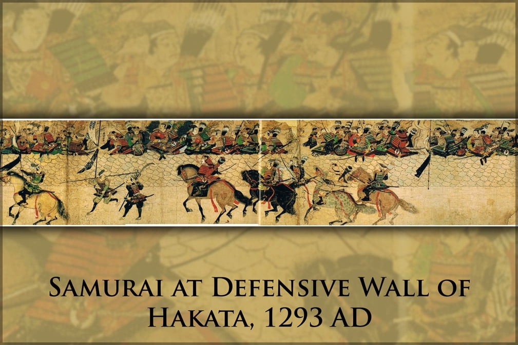 24"x36" Gallery Poster, Samurai and defensive wall at Hakata. Moko ...