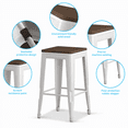 "ZAFLY 26"" Stackable White Metal Bar Stools Set of 4, Industrial Counter Height Chairs with ...