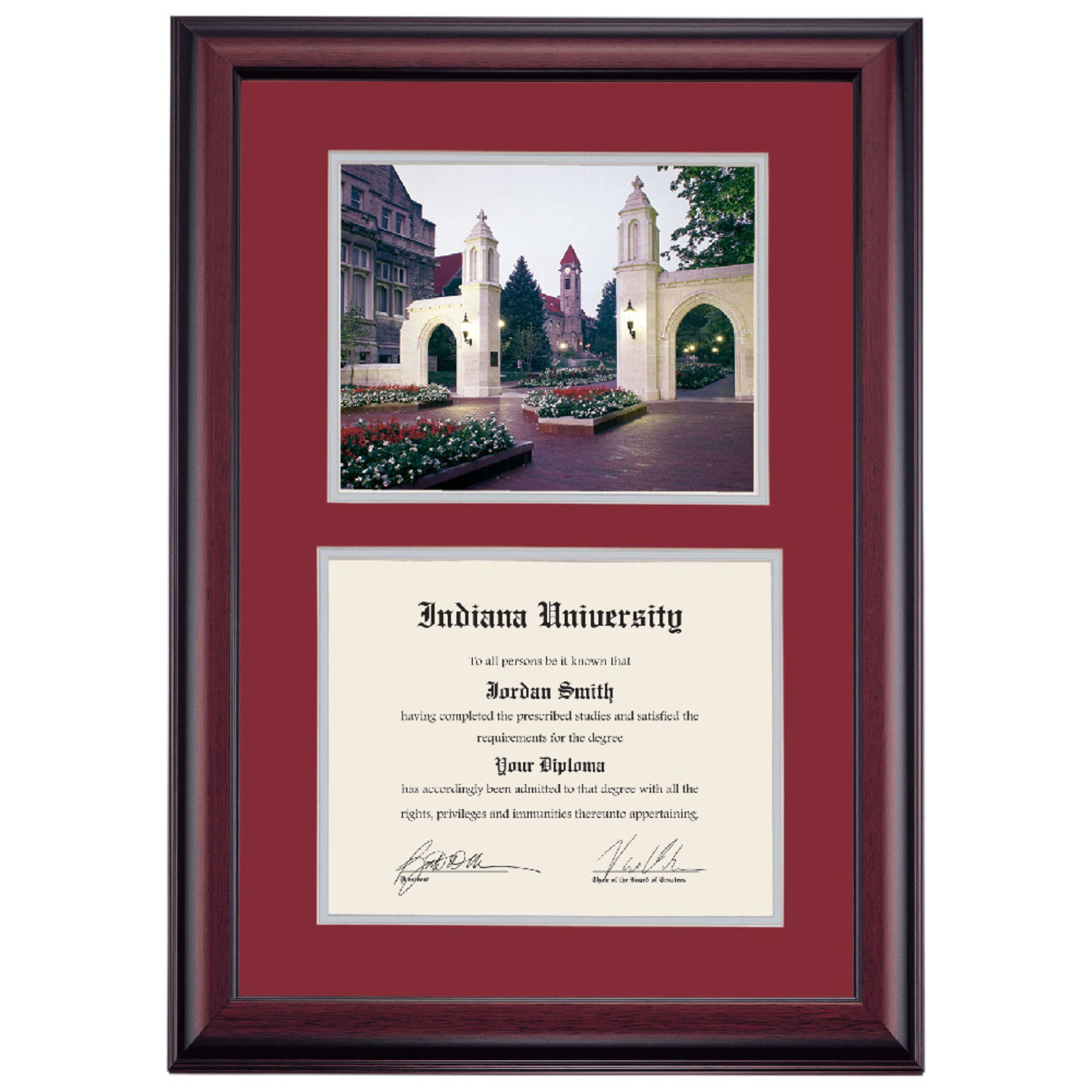 OCM Diploma Frame for Indiana University IU, Maroon/Gray Mat with ...