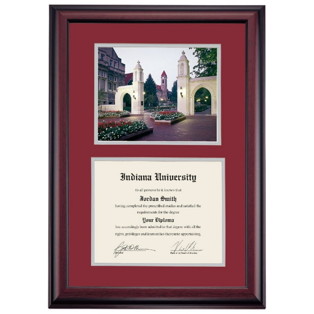 OCM Diploma Frame for Indiana University IU, Maroon/Gray Mat with ...