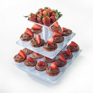 Chef Buddy Three Tier Square Glass Buffet and Dessert Stand - Walmart.com