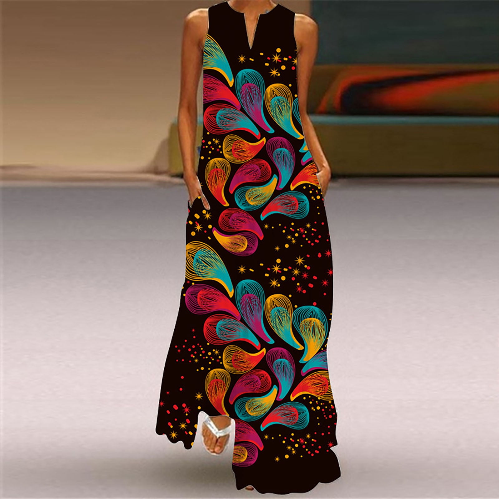 Loyisvidion Women Plus Size Dress Clearance Womens Casual Long Dress