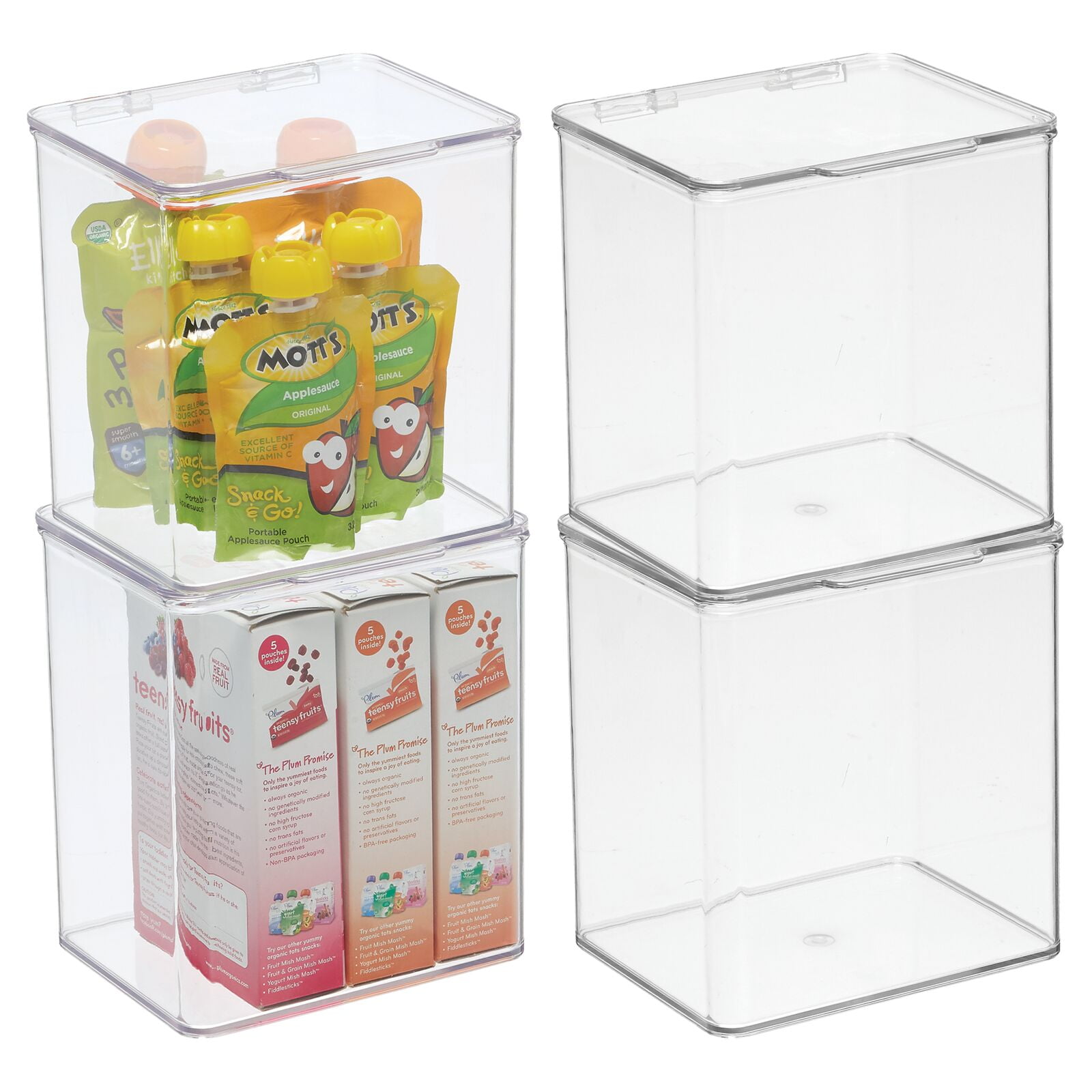 mDesign Plastic Stackable Food Storage Container Box with Hinged Lid ...