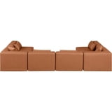 Meridian Furniture Cube Cognac Vegan Leather 6-Pc. U-Shaped Modular ...