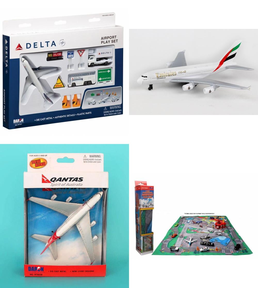 Toy Airplane Playset - Airport Playmat with Three 5.5' Diecast Model ...