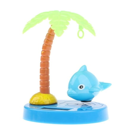 Solar Figure, Wobbly Figure with Coconut Palm Figure Solar Powered Blue ...