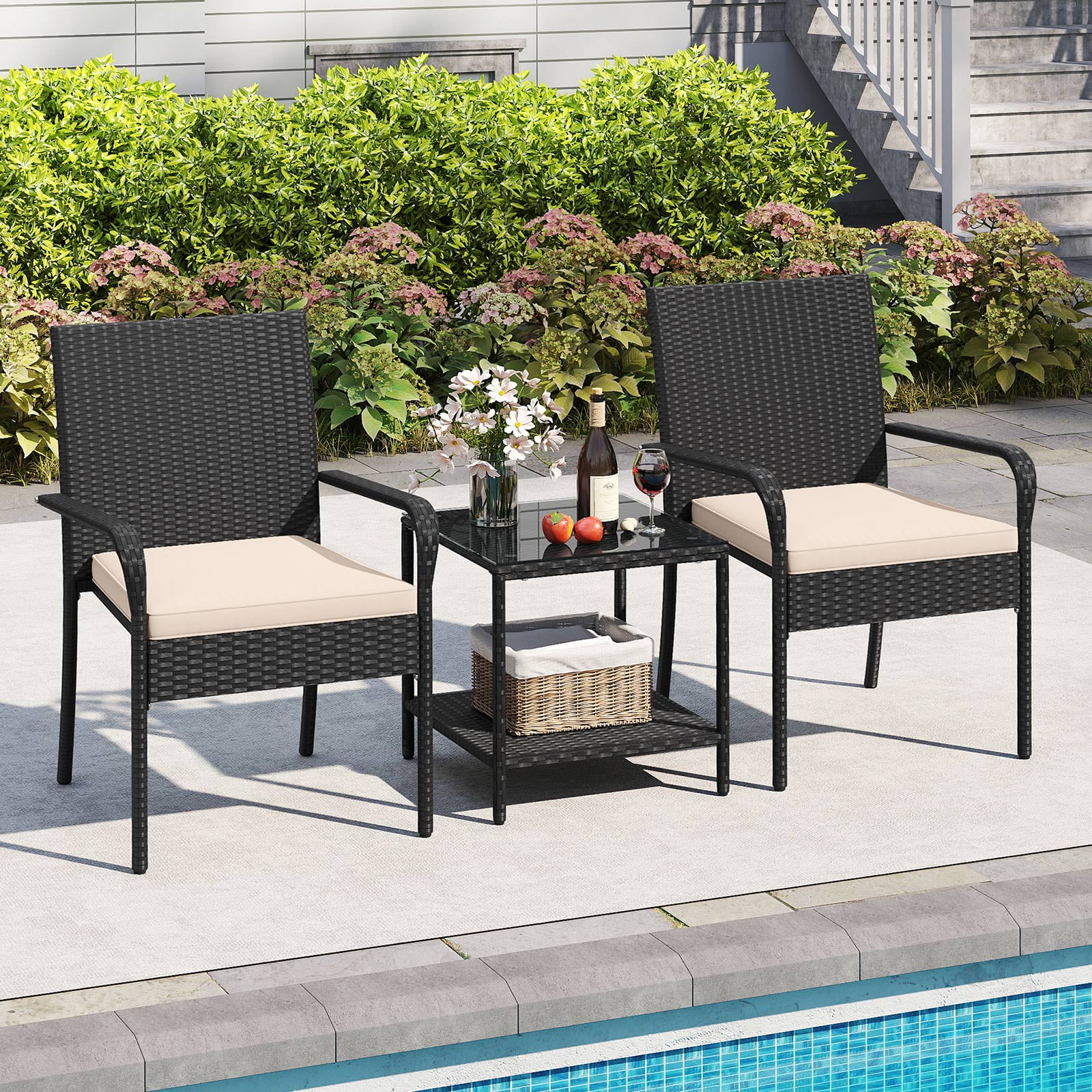 Click here for Gymax 3 Piece Patio Furniture Set Outdoor Wicker C... prices