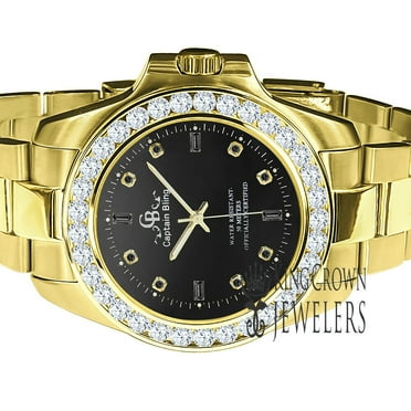 Mens White Gold Simulated Diamond Watch 45MM DJ-02 - Walmart.com