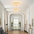 15” Textured Glass Semi Flush Mount Ceiling Light Classic Crystal Brass ...