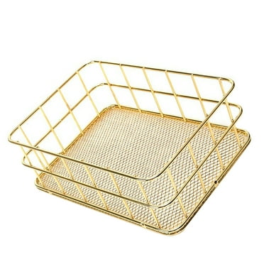 Storage Basket Metal Wire Mesh Organizer Desktop Cosmetics Sundry ...