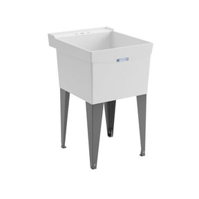 Utilatwin 19-Gallon Freestanding Double Bowl Laundry/Utility Sink ...