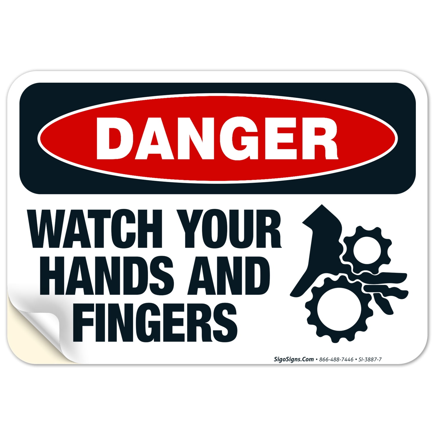 Watch Your Hands And Fingers Sign, OSHA Danger Sign, - Walmart.com