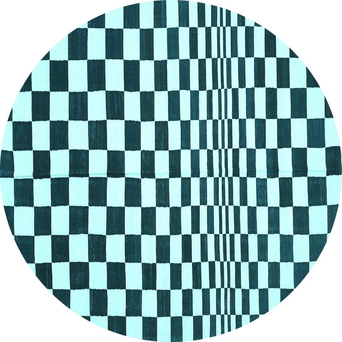 Ahgly Company Indoor Round Checkered Light Blue Modern Area Rugs, 5 ...