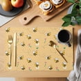 Cartoon Style Bees Cotton Linen Placemats Set of 6, Yellow Honeycomb ...