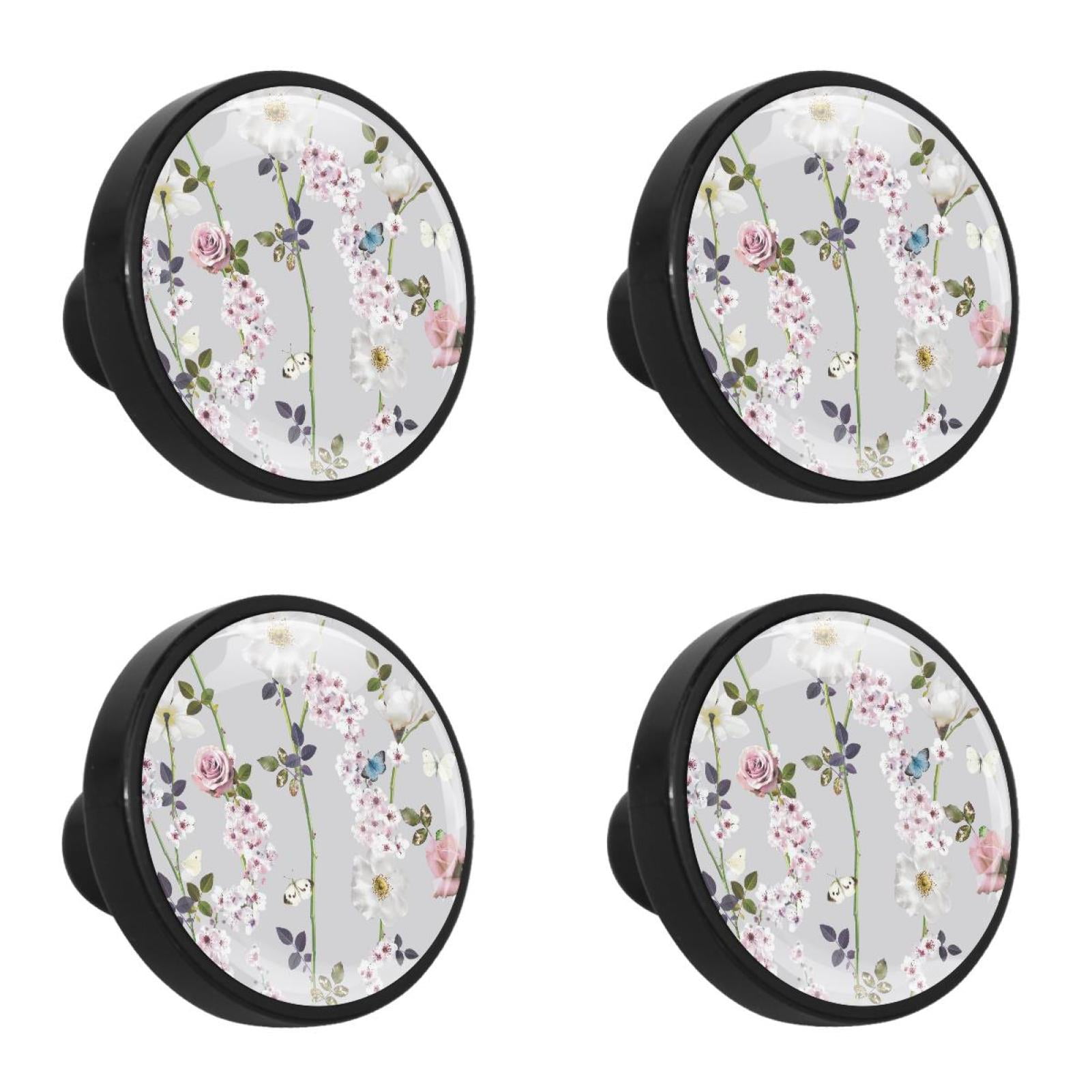 4 Pcs Blooming Roses Knobs for Kitchen Cabinet Cupboard Dresser Bookcase Drawer Pulls Handles ...