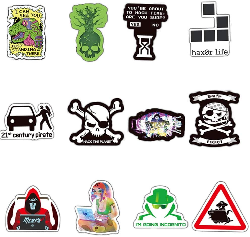 Honch Hacker Stickers Pack 50 Pcs Suitcase Stickers Vinyl Decals for ...
